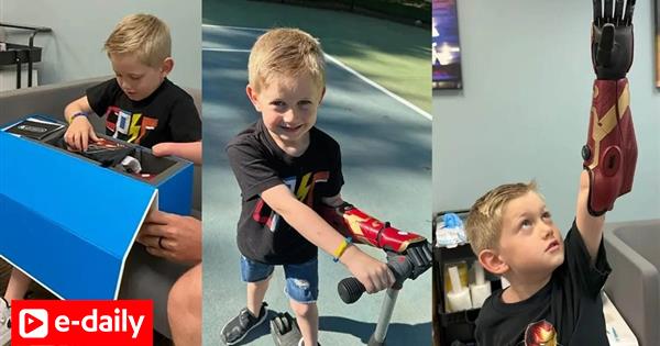 Η συγκινητική μέρα που ο 5χρονος Jordan έγινε... υπερήρωας με το προσθετικό του χέρι (video) | E ...
